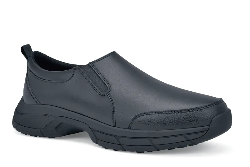 Walker Casual Leather Non-Slip Black Laceless Work Shoes