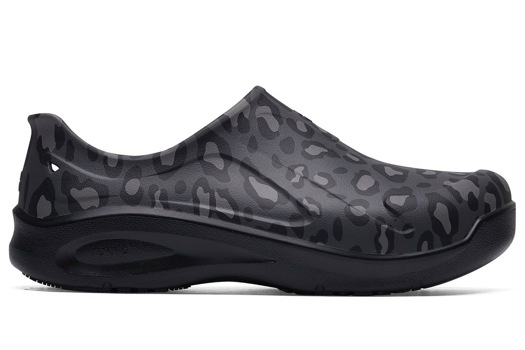 Radium II Black & Gray Leopard Non-Slip Nurse Clogs for Men and Women